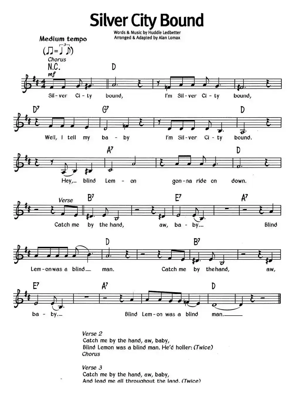 外国乐谱|蓝调音乐：Silver City Bound_外国歌曲谱_乐器资源网